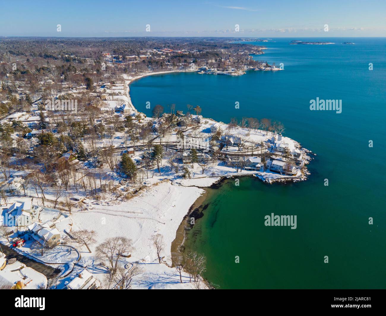 Beverly Cove and Hospital Point Lighthouse at Hospital Point aerial ...