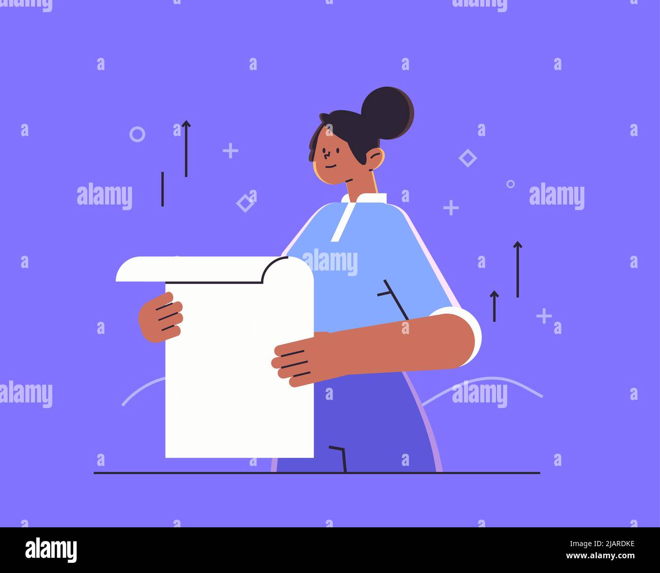 woman reading paper letter new mail message communication concept ...