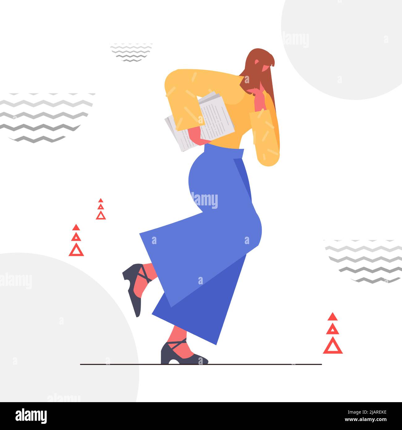 business woman running with documents competition working process ...