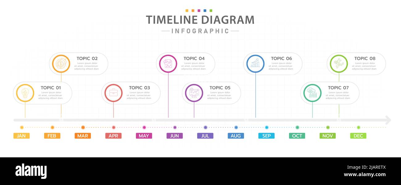 Infographic template for business. 12 Months modern Timeline diagram ...