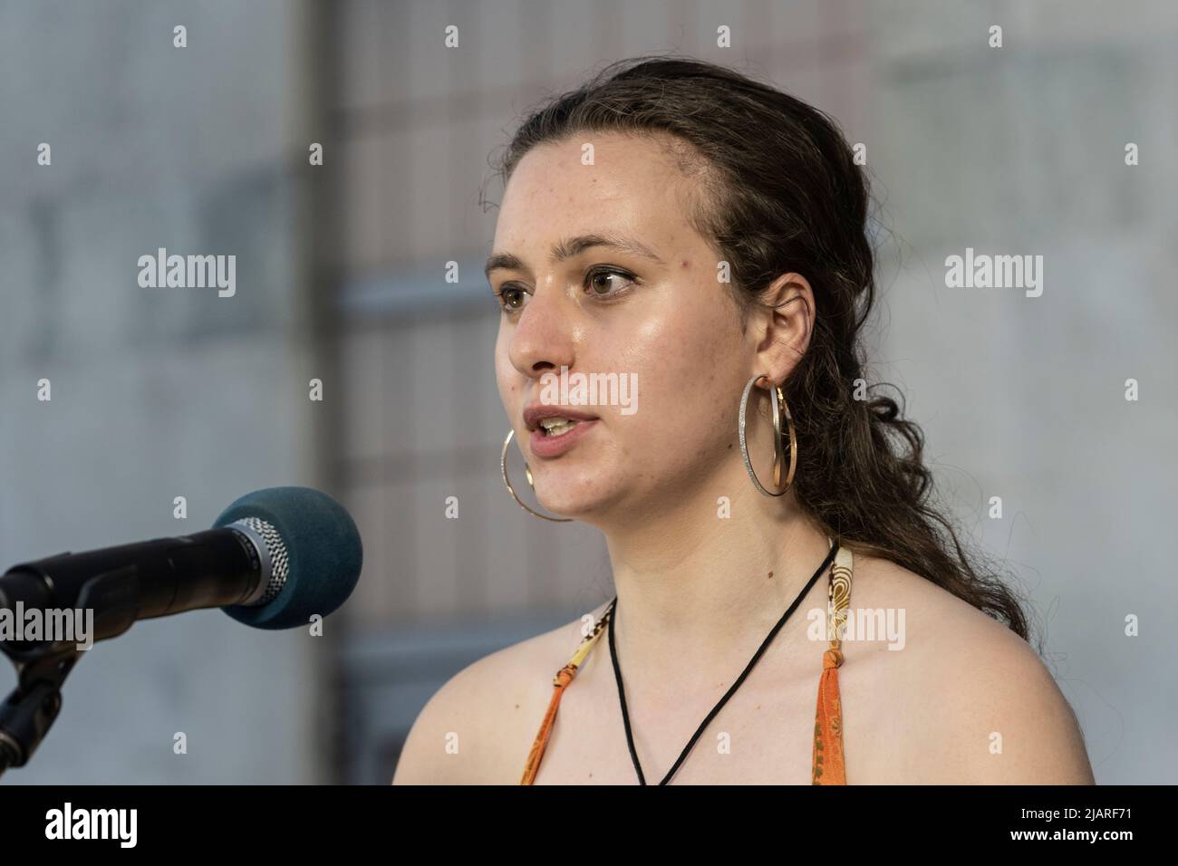 New York, NY - May 31, 2022: Activist Shoshana Daly speaks during ...