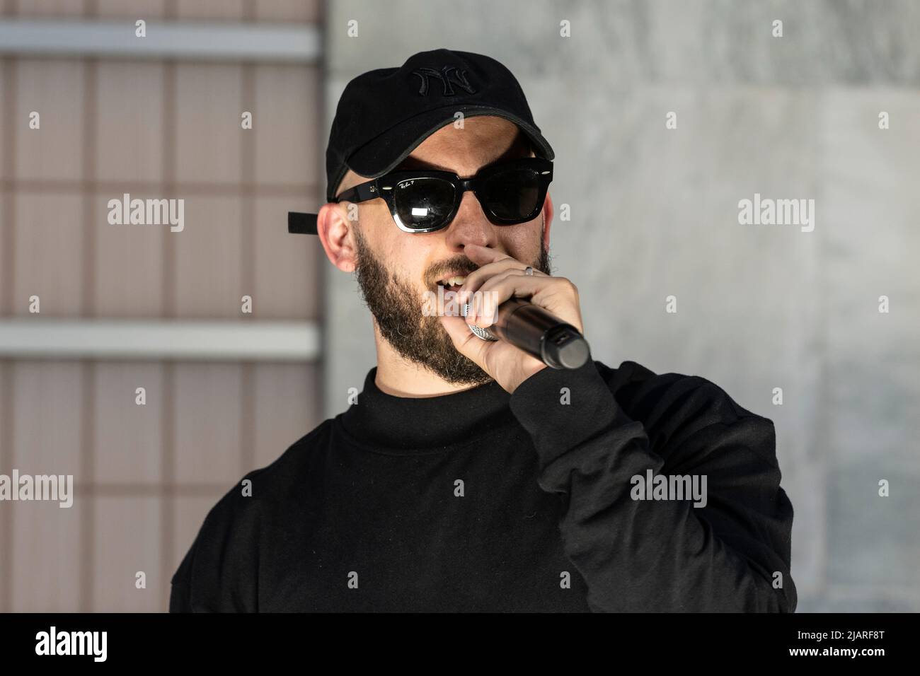 New York, NY - May 31, 2022: Rapper NBHD Nick with DJ TGIF performs ...
