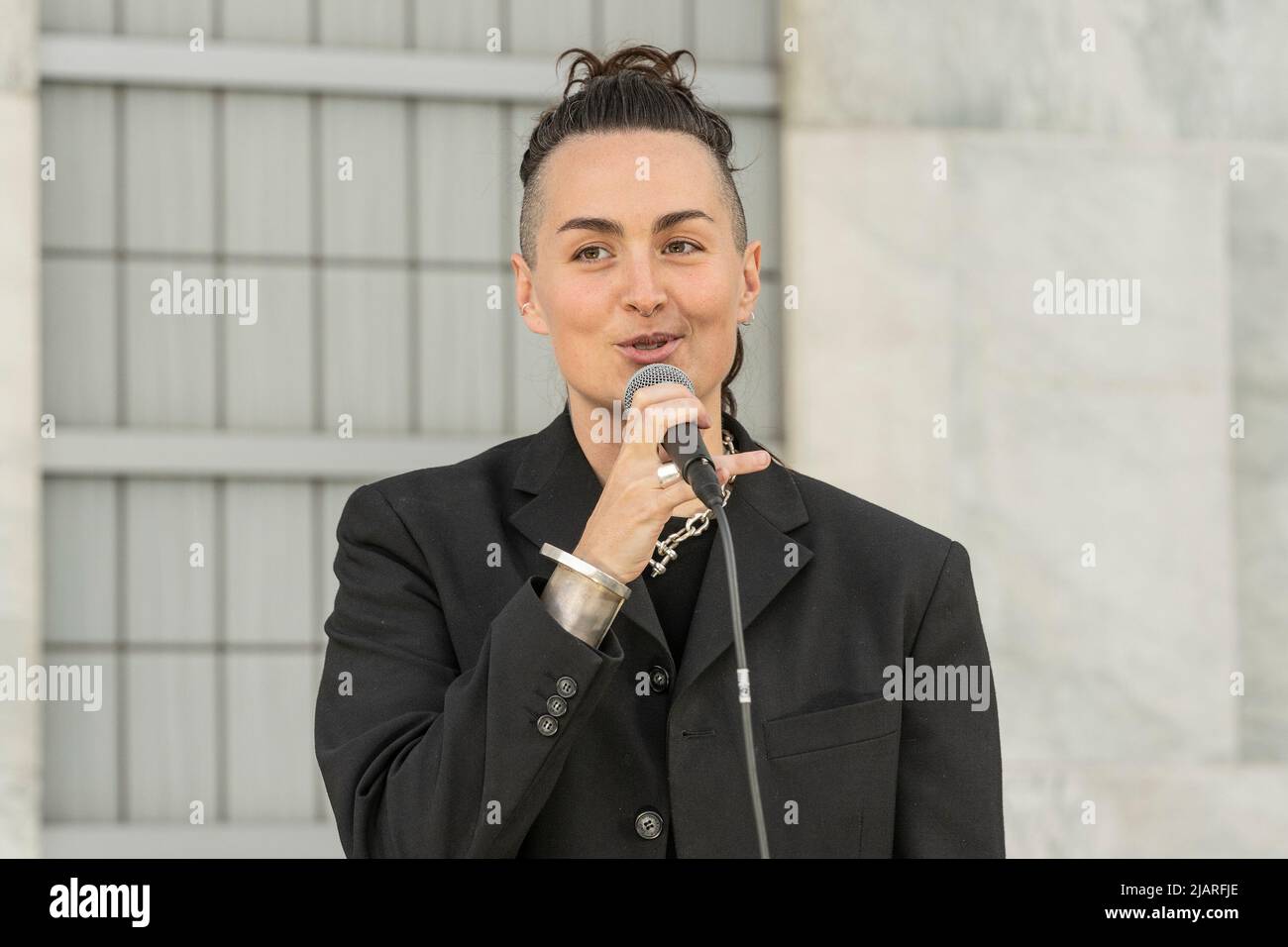 New York, USA. 31st May, 2022. Singer Torii Wolf performs during ...