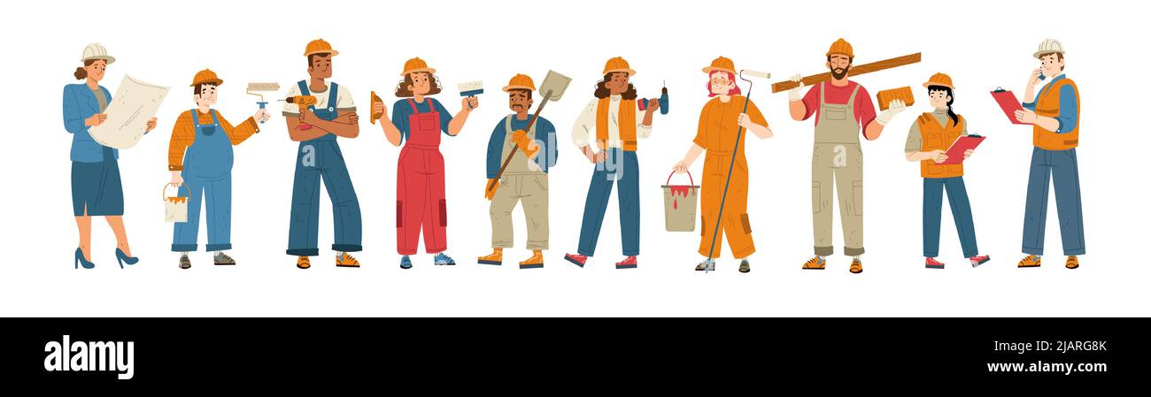 Cartoon female construction workers hi-res stock photography and images ...