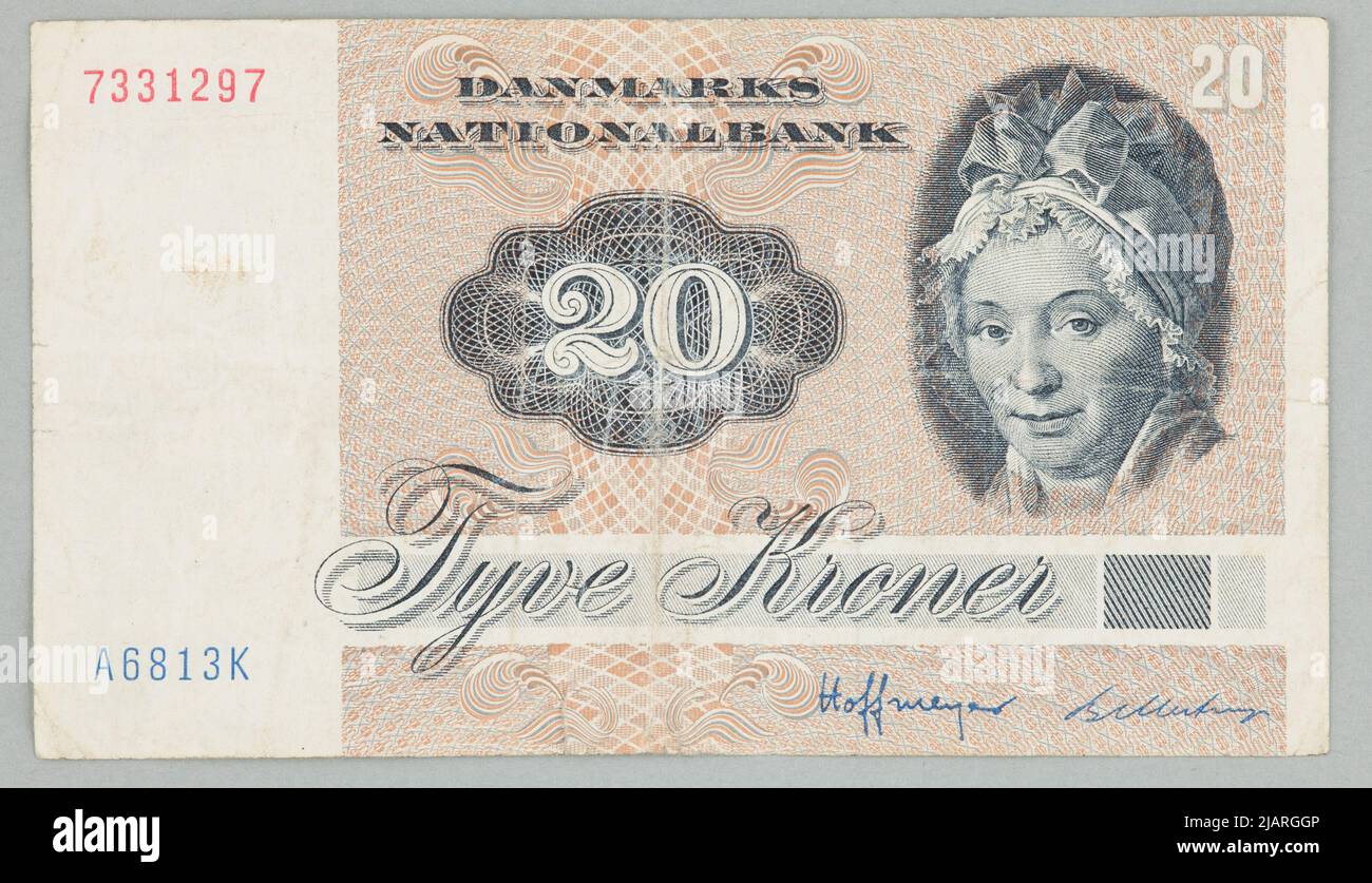Banknot na 20 kroner; Danmarks Nationalbank, Dania, 19 (81) R. Danmarks ...