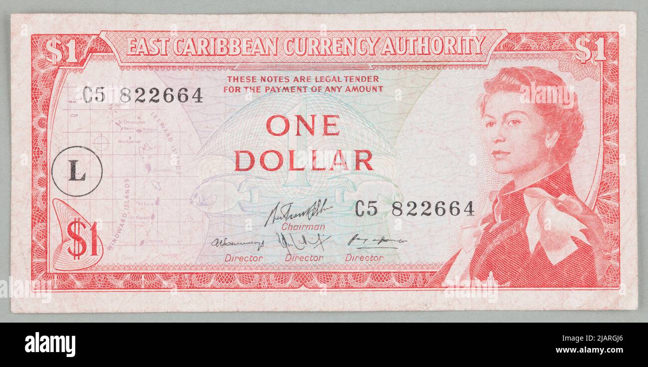 Banknote for 1 Dollar, East Caribbean Currency Authority, Eastern ...
