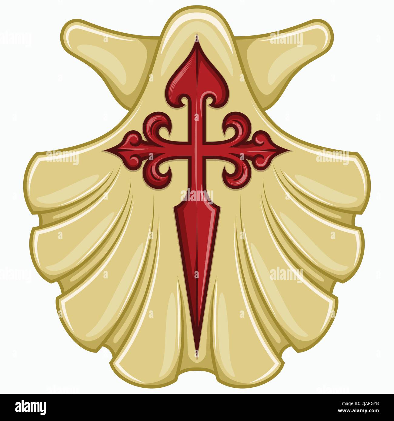 Marian shell vector design with the cross of the apostle Santiago ...