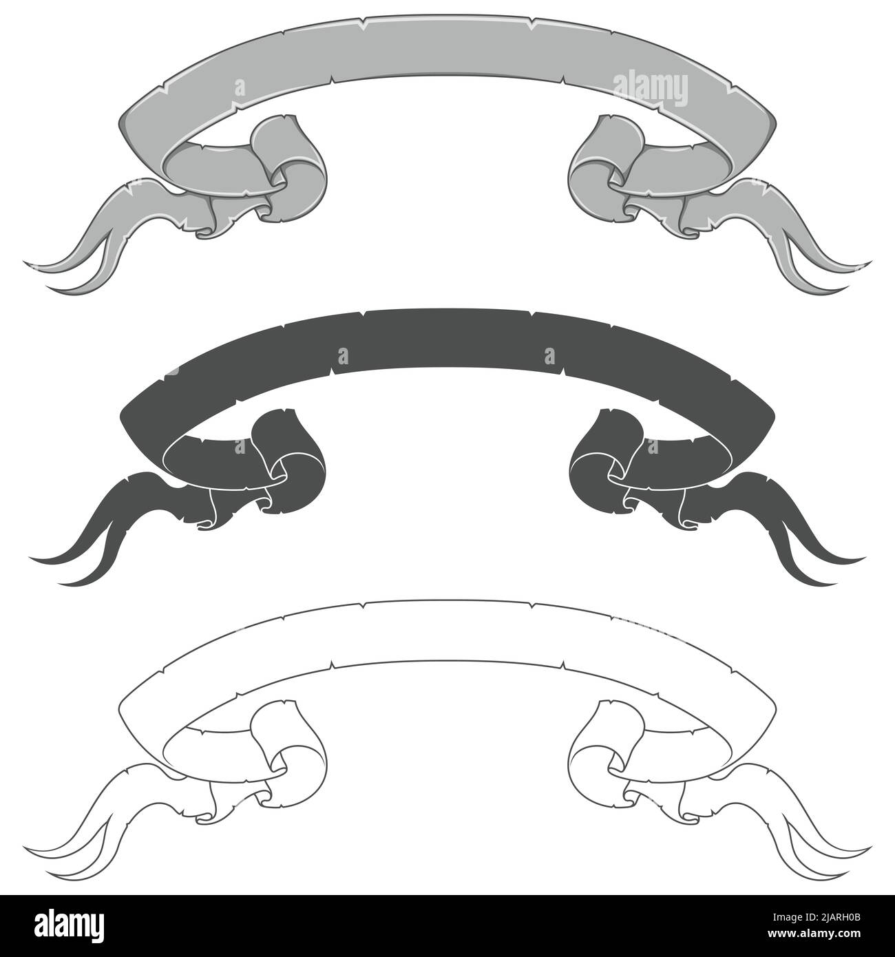 Ancient scroll ribbons vector design, medieval style decorations ribbon ...