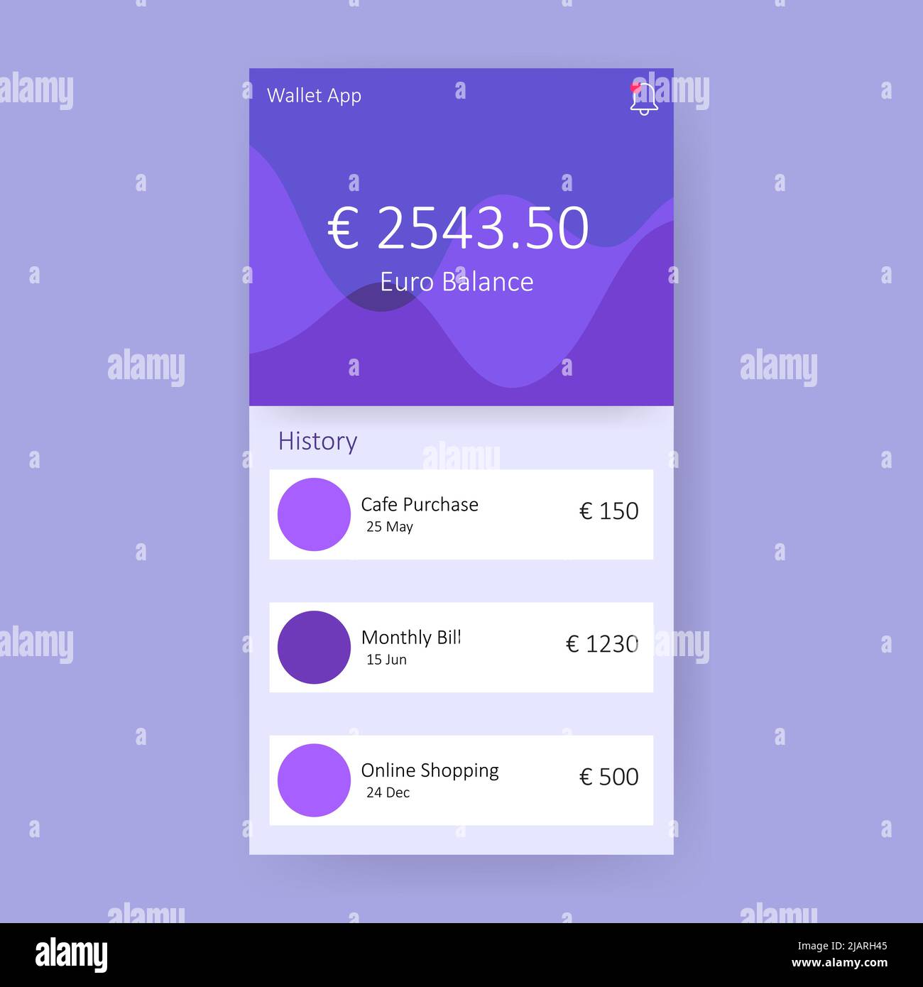 mobile account balance ui app money Stock Vector Image & Art - Alamy