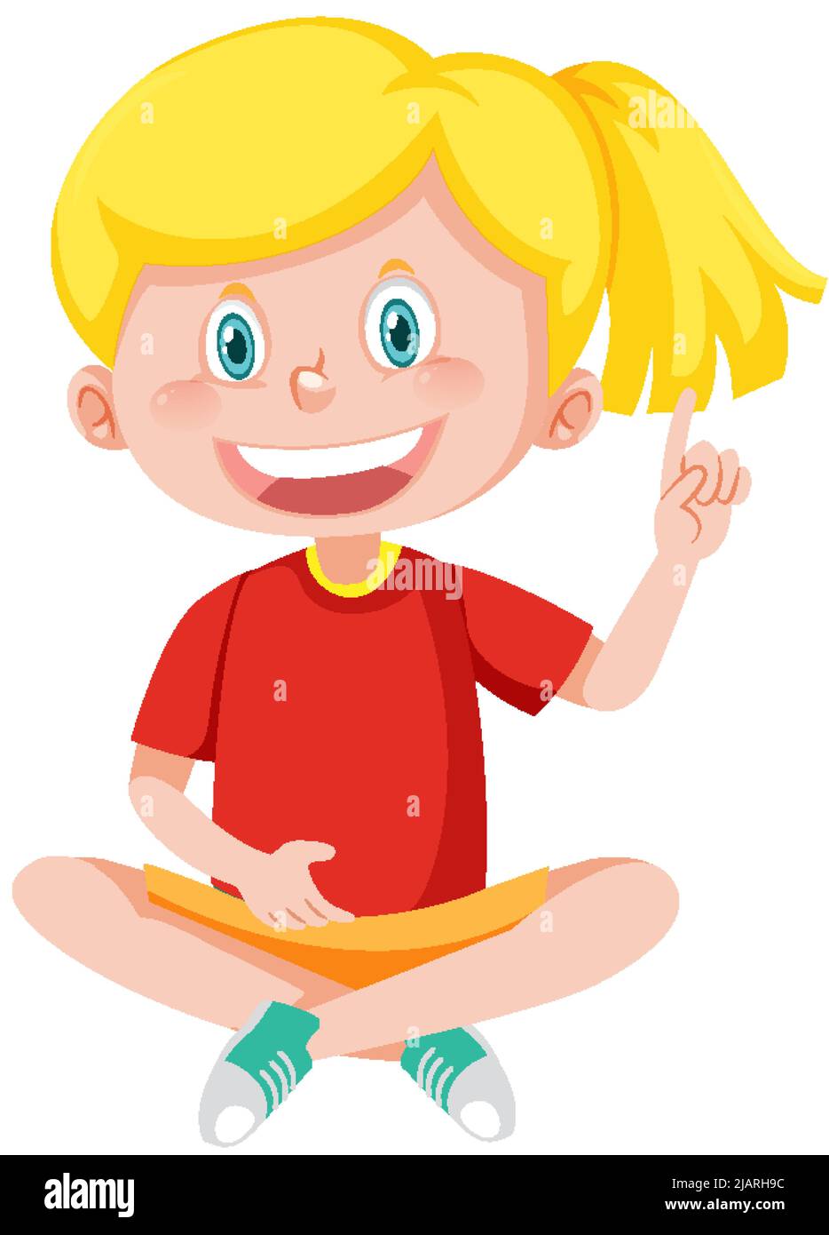 Cartoon happy girl sitting illustration Stock Vector Image & Art - Alamy