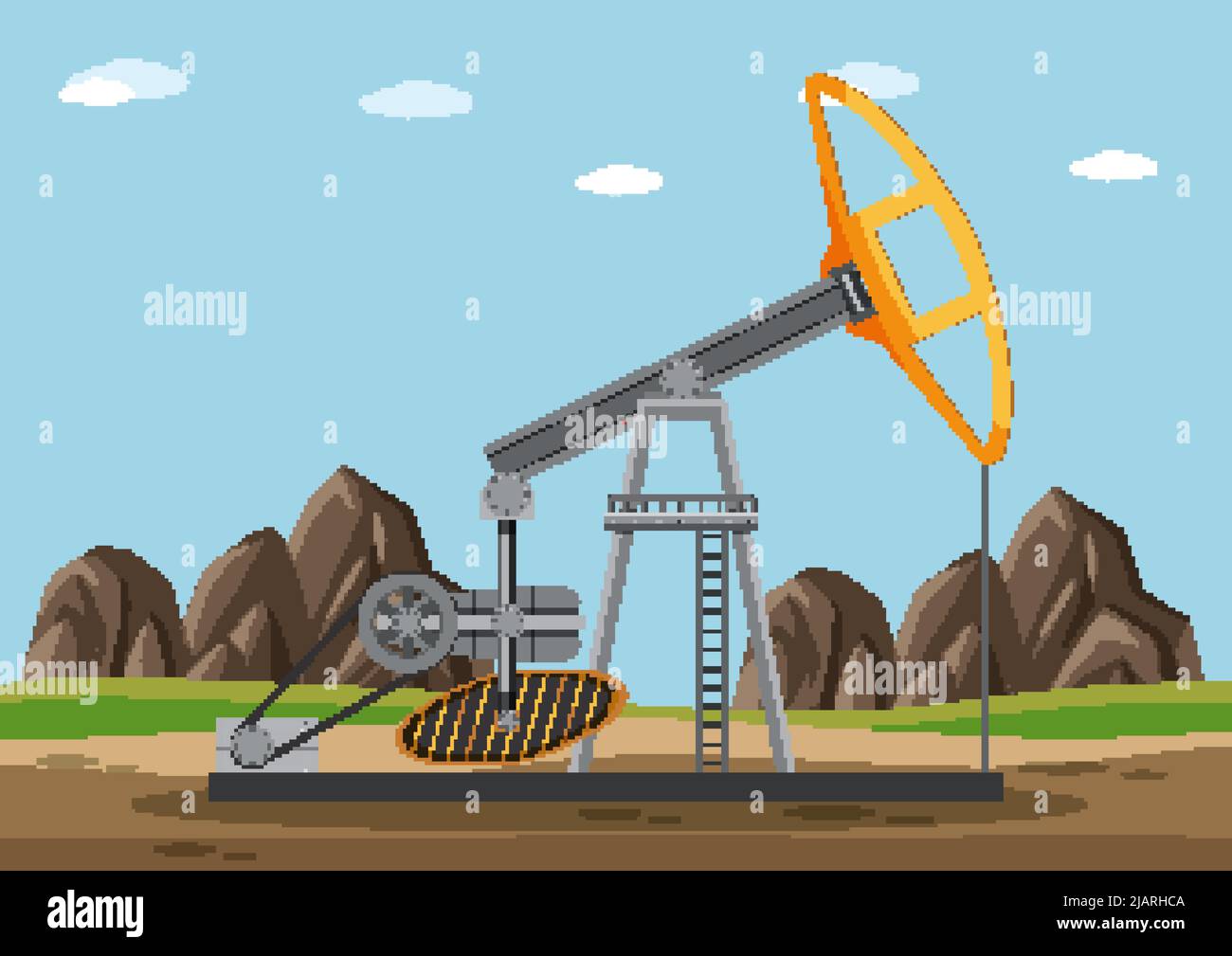 Scene of oil drilling rig illustration Stock Vector Image & Art - Alamy
