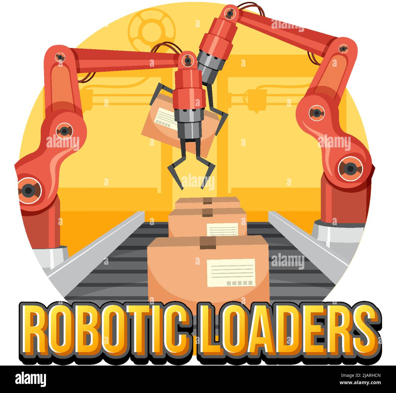 Packaging process concept with robotic loaders illustration Stock Vector Image & Art - Alamy