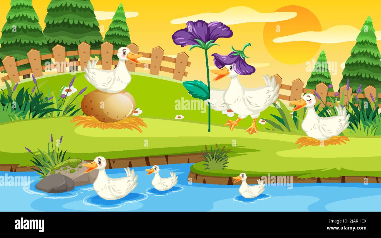 Duck natural scene Stock Vector Images - Alamy