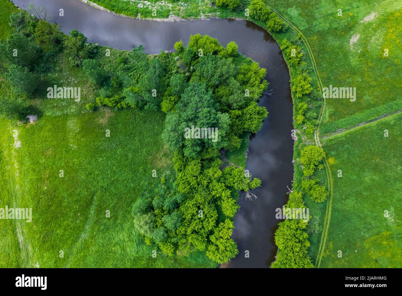 River Bend Aerial Drone View Top Down Stock Photo - Alamy
