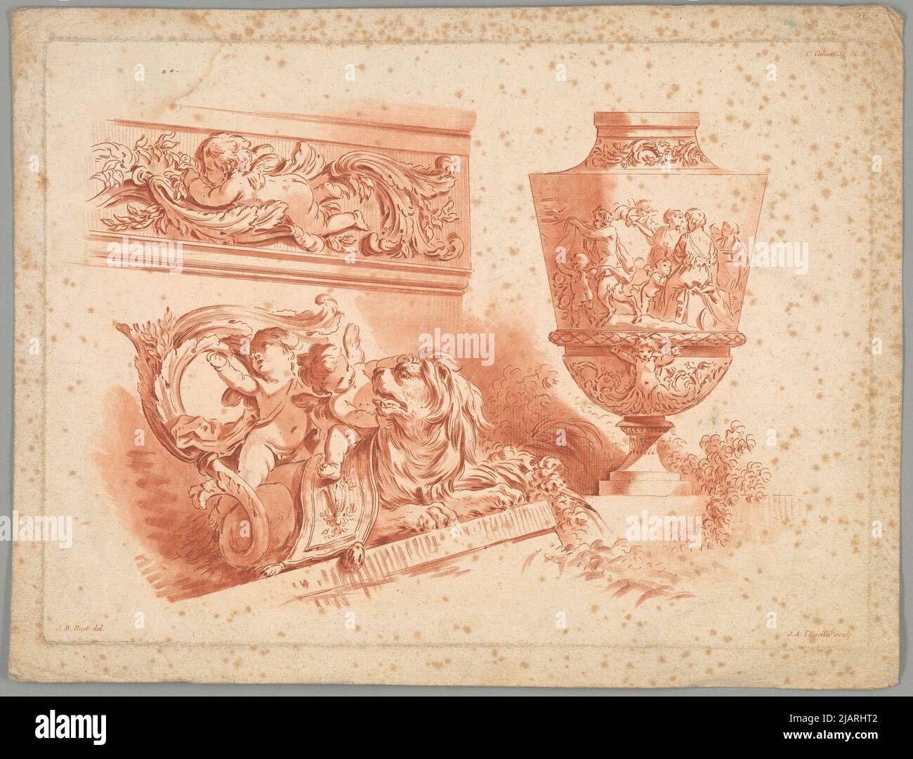 Vase; Sculpture and bas relief template, board or drawing board ...