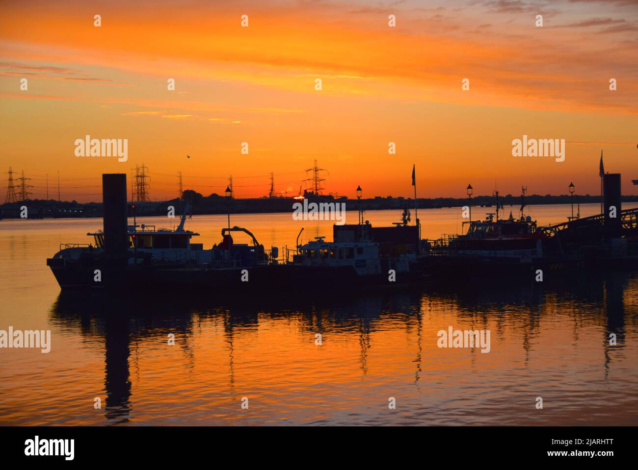 01/06/2022 Gravesend UK An iridescent sunrise and dawn above Royal ...