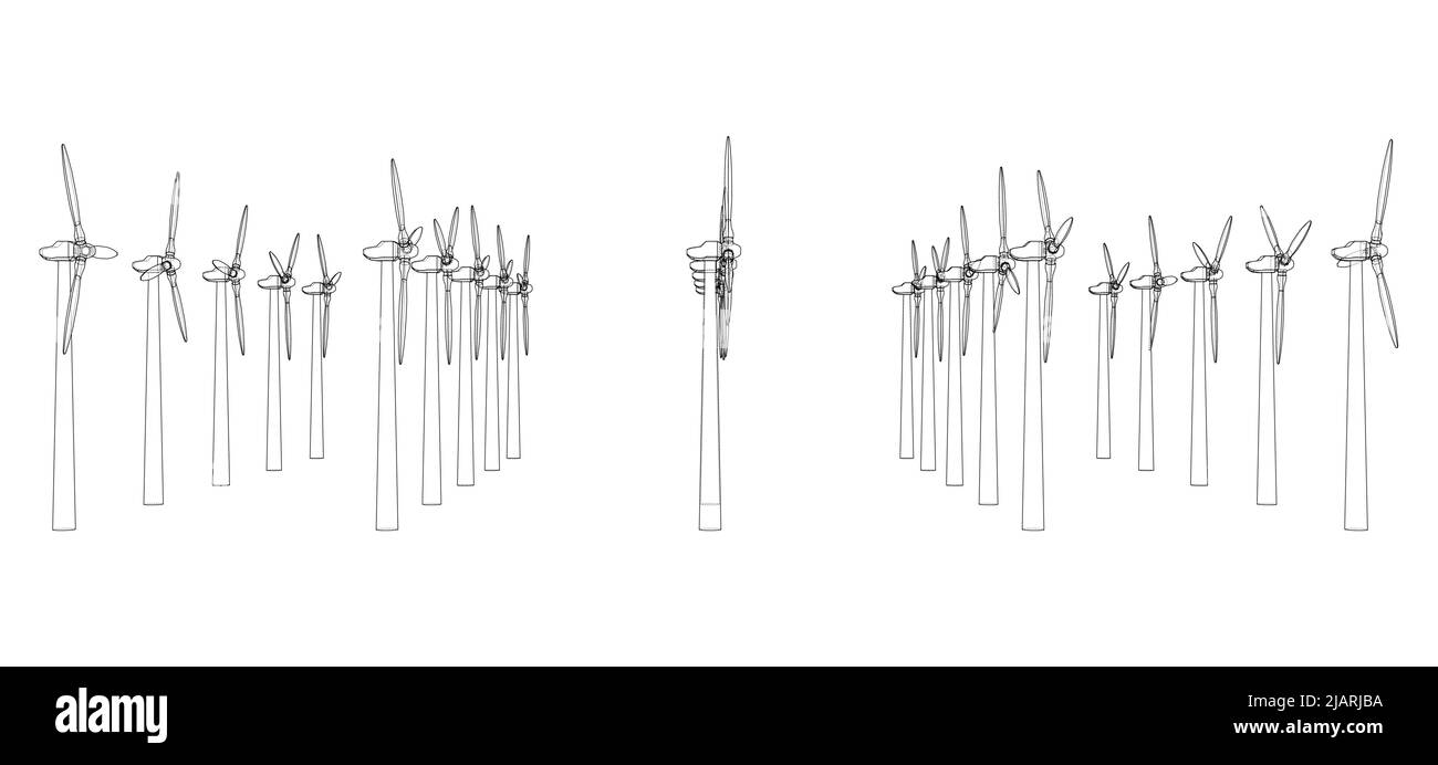Wind turbines. Vector rendering of 3d Stock Vector Image & Art - Alamy
