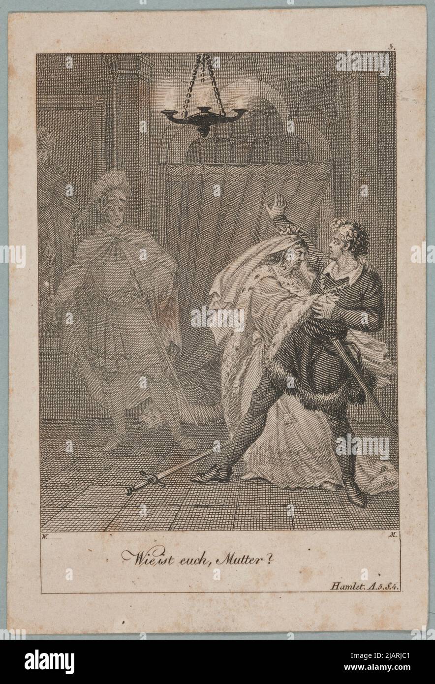 The scene from the performance of Hamlet by William Shakespeare, and a ...
