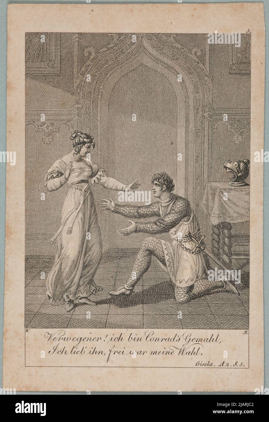 A scene from the art of Gisela (with a fragment of the text in German ...