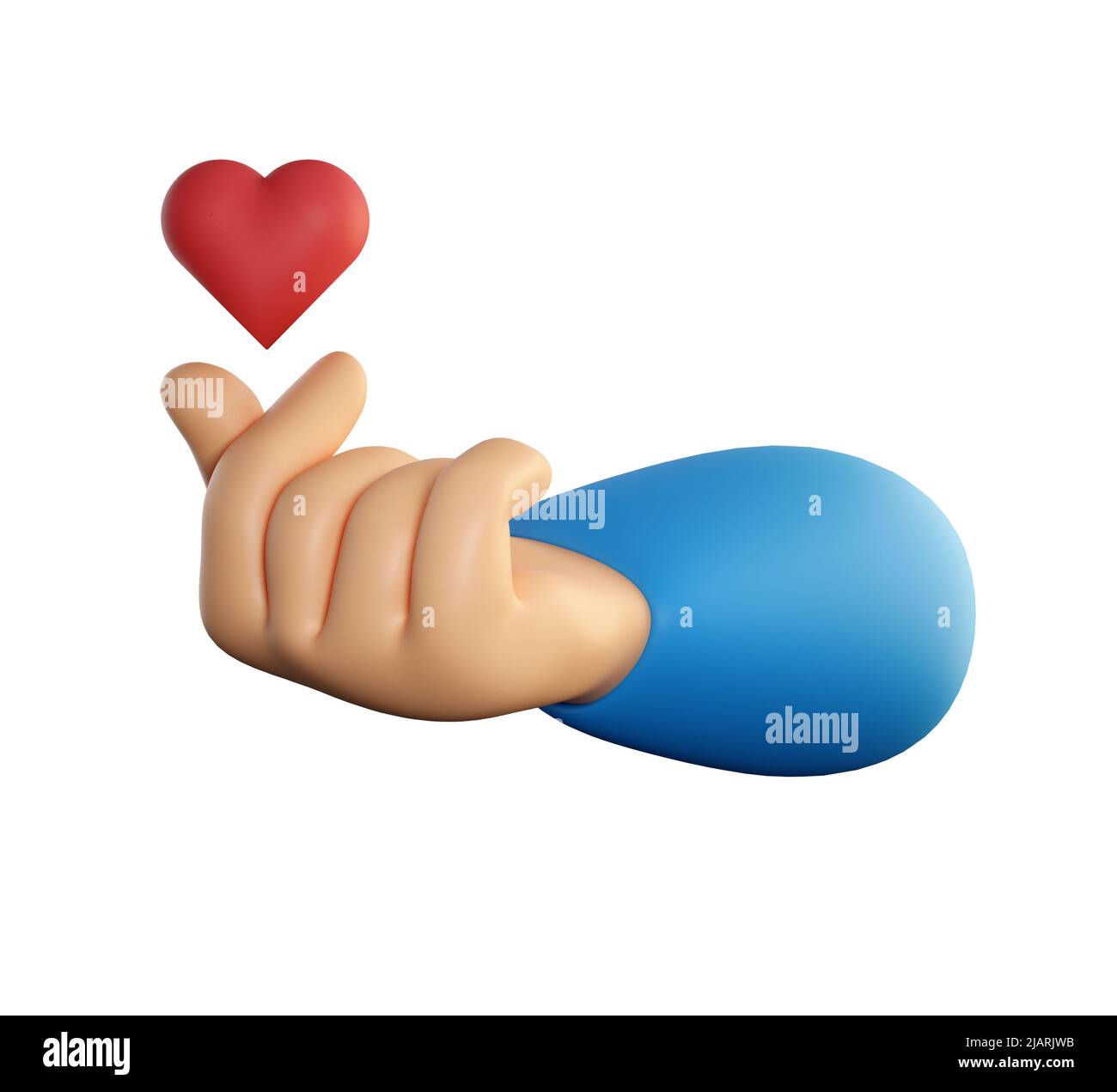 Human hand holding flying heart. Making heart symbol with fingers ...
