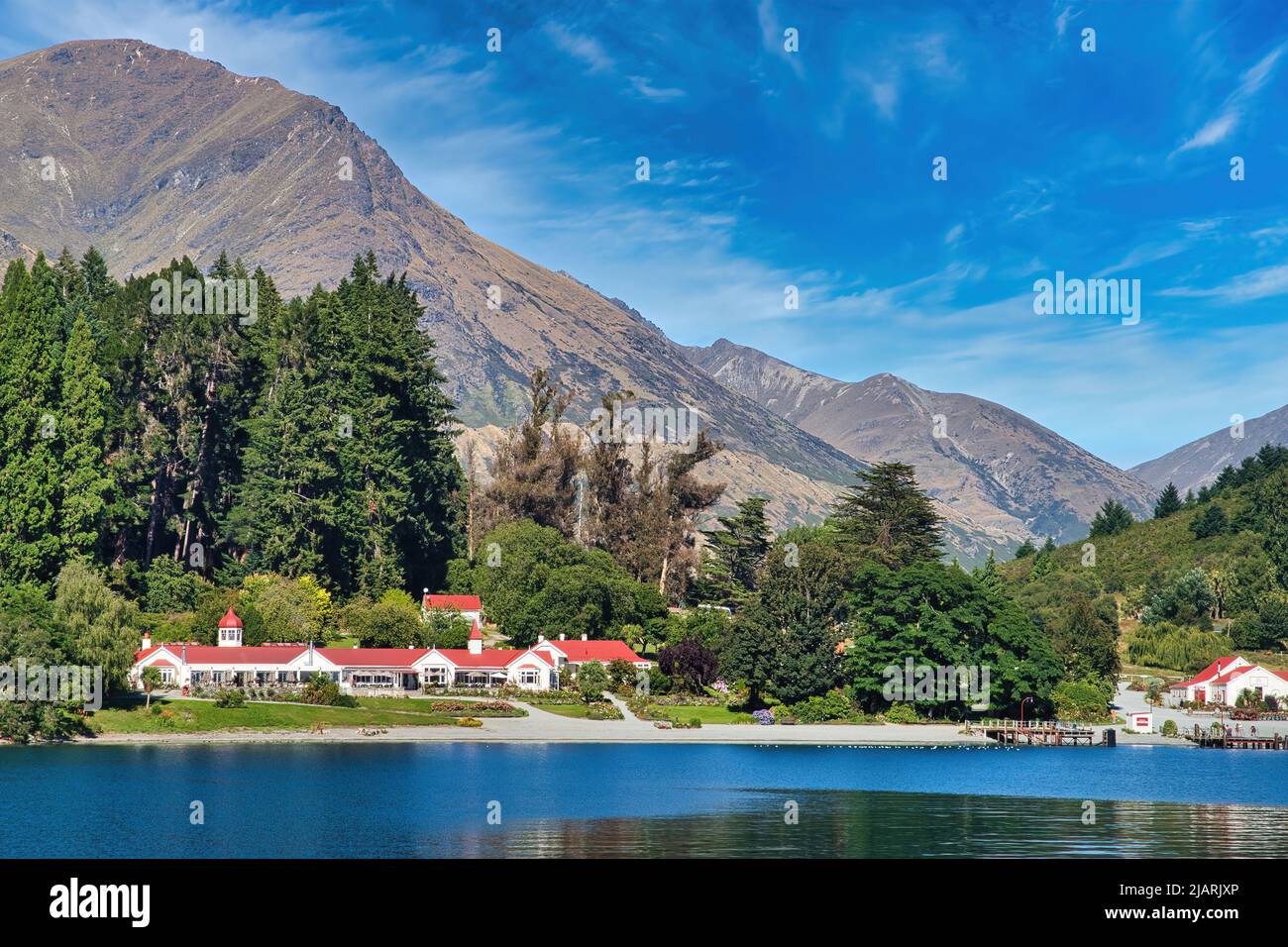 View from the TSS Earnslaw of Walter Peak Farm near Queenstown New ...
