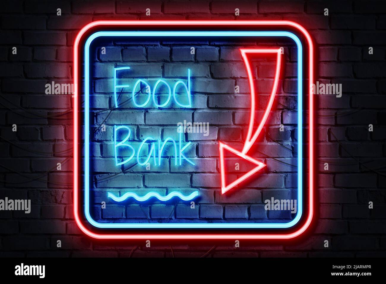 Food Bank Neon Sign on a dark wall Stock Photo - Alamy