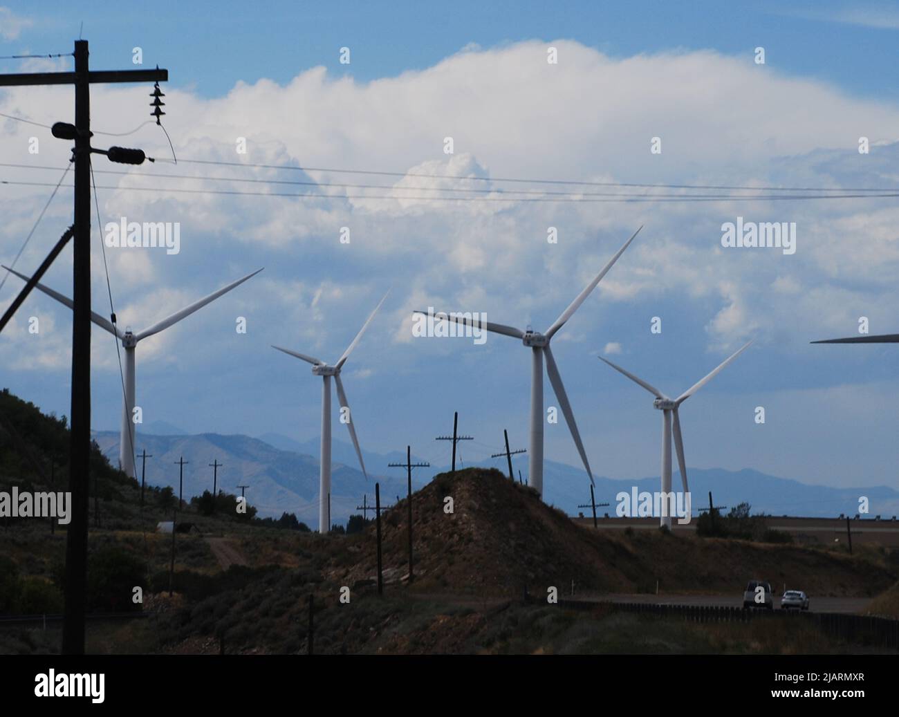 Wind Farm and Telephone Poles Stock Photo - Alamy