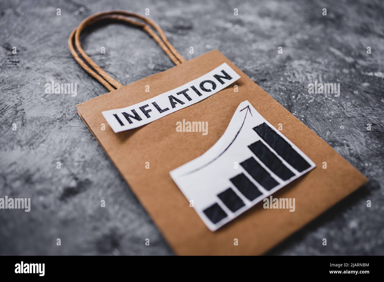 inflation and stagnating economy conceptual image with text over ...