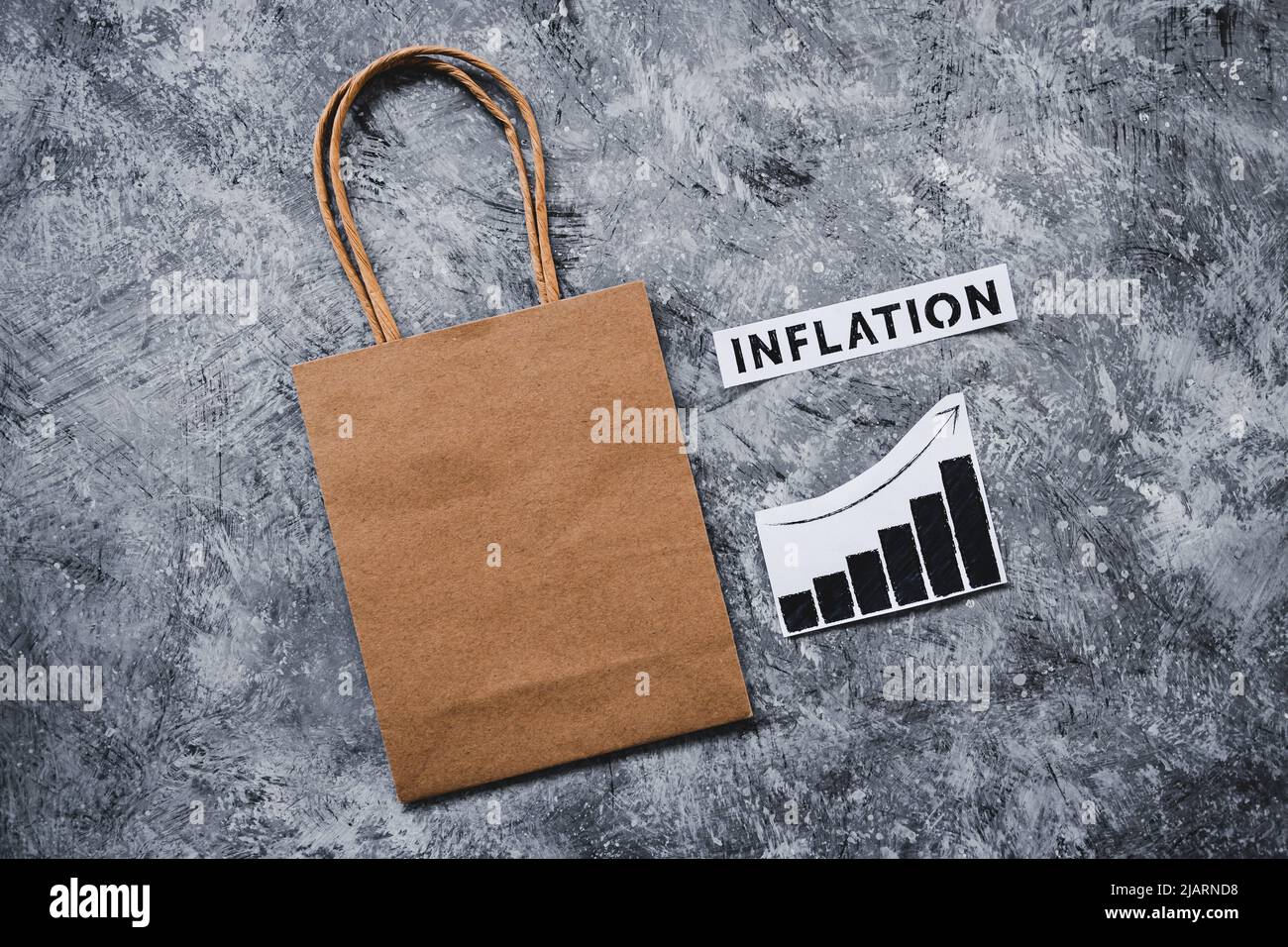 inflation and stagnating economy conceptual image with text over ...