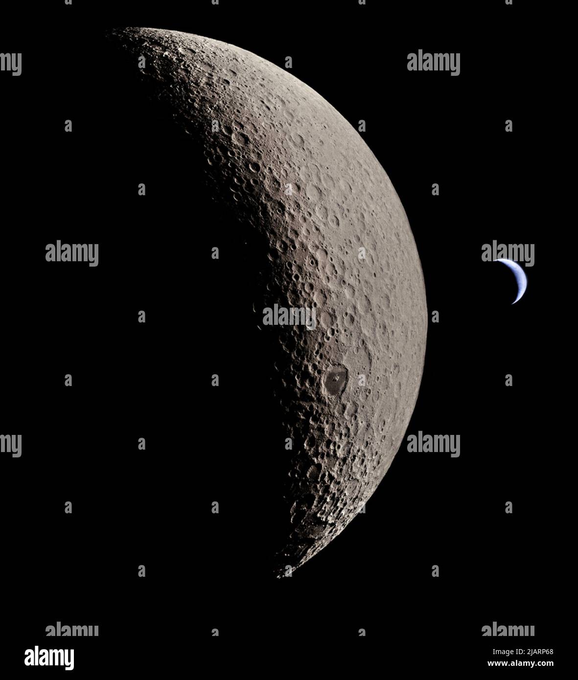 Planet Earth and The Moon, view from the space. Elements of this image ...