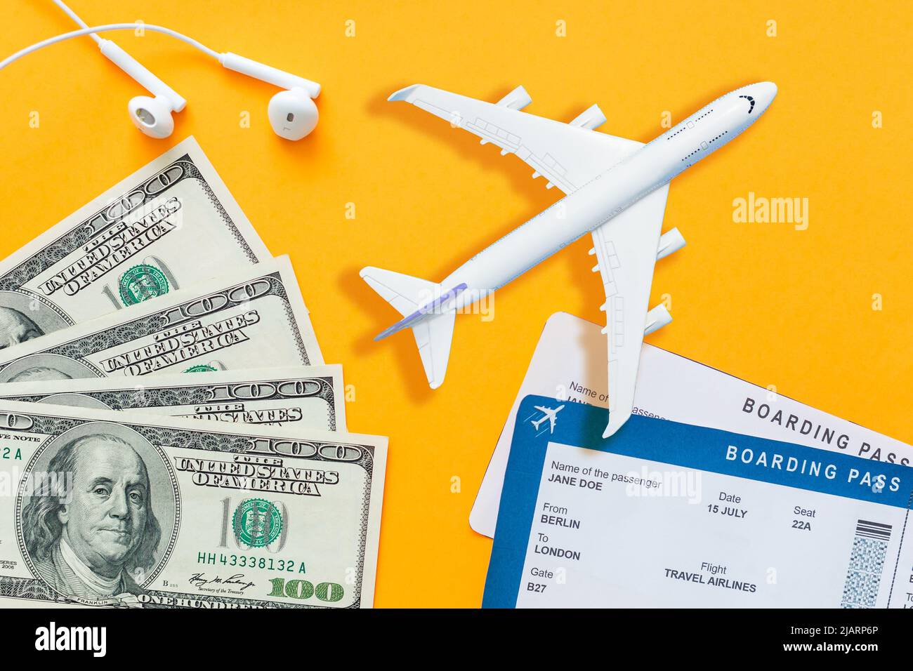 Model plane, airplane on pastel color background. Flat lay design Stock ...