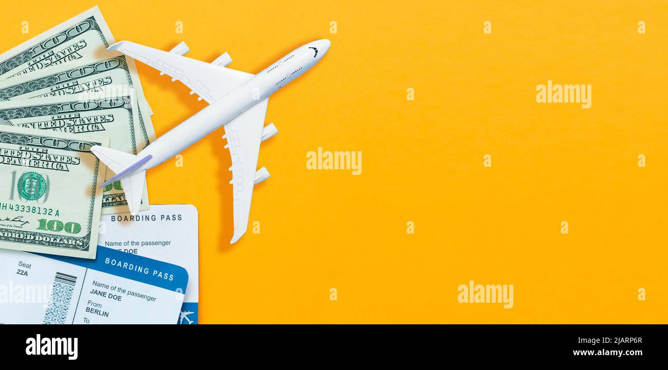 Model plane, airplane on pastel color background. Flat lay design Stock ...