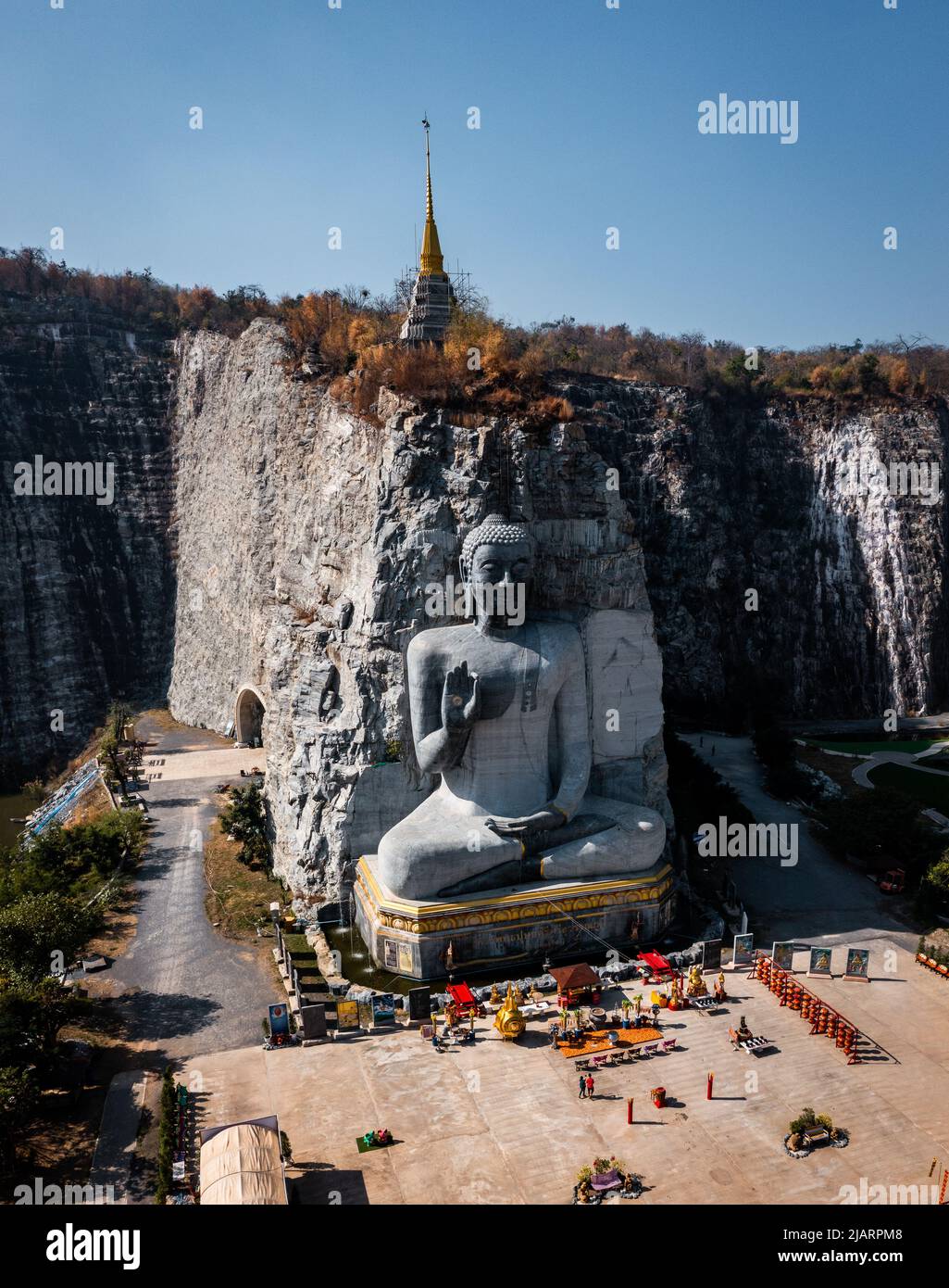 Aerial view of Luang Pho U Thong or Phra Phuttha Pusaya Khiri Sri ...