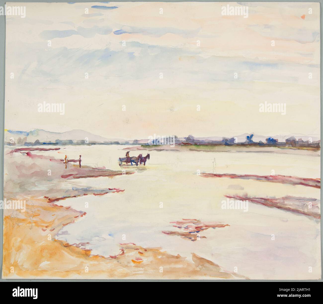 Double sided drawing; recto: landscape with a river; Verso: A lying man ...