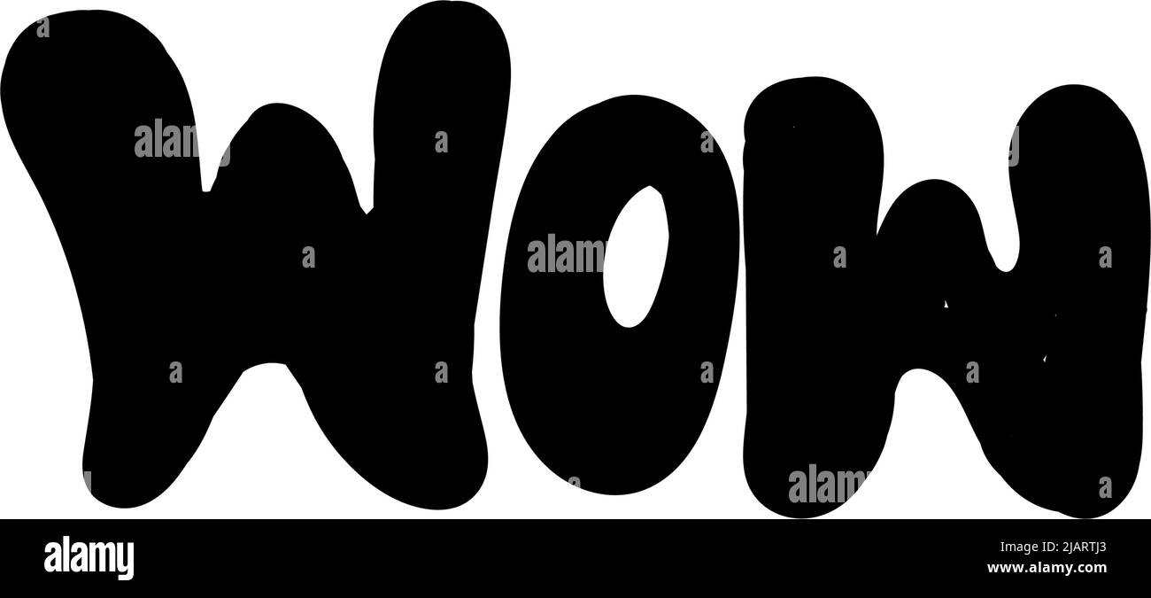 Wow, a hand-drawn doodle element. Badge of delight and wonder. Vector ...