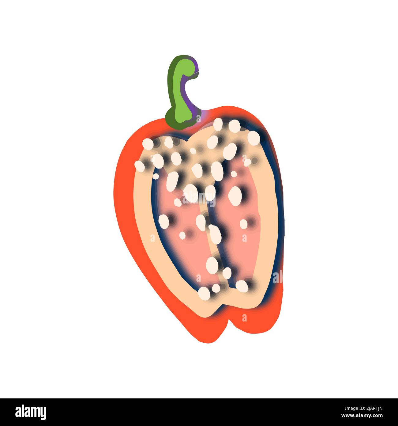 Vector Half bell pepper drawn in paper cut style. Vegetable ...