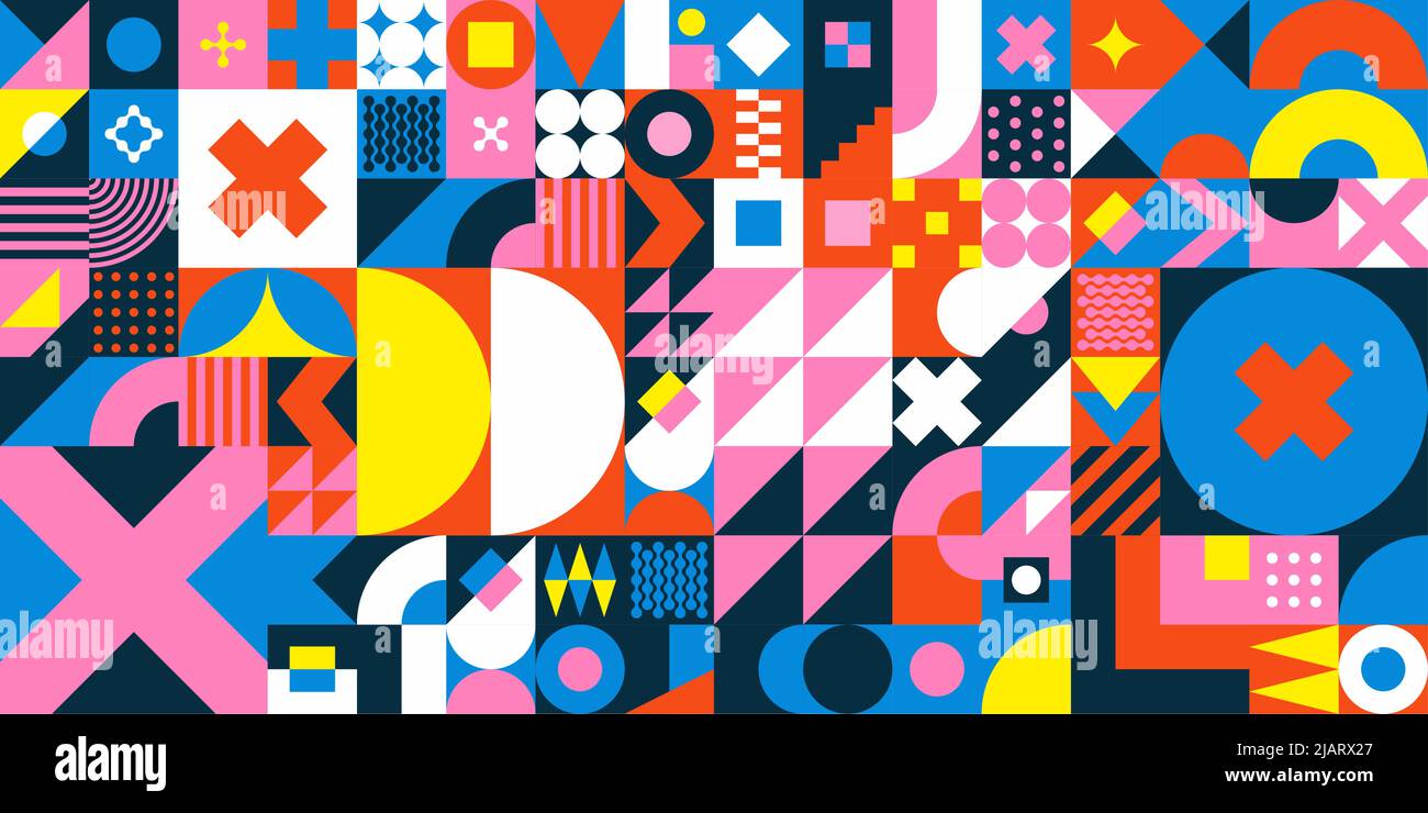 Seamless Abstract Vector Bauhaus Swiss Geometric Pattern Design ...