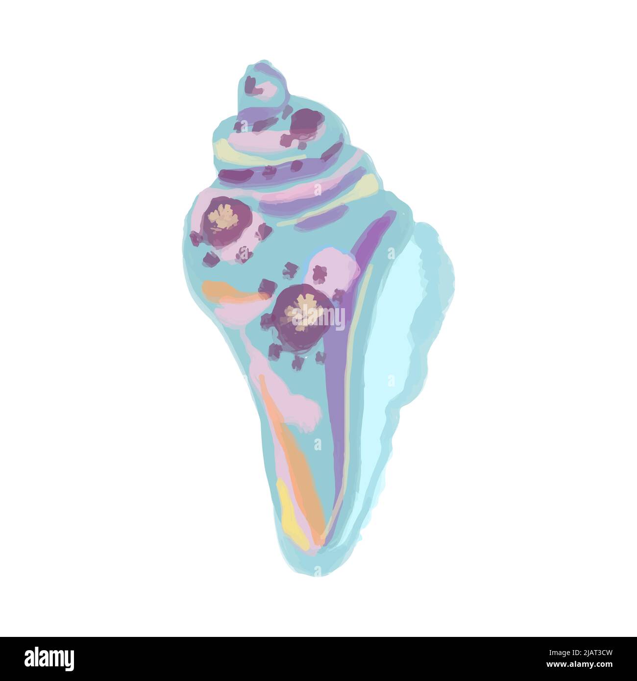 Vector Beautiful blue shell painted in watercolor. Summer beach ...