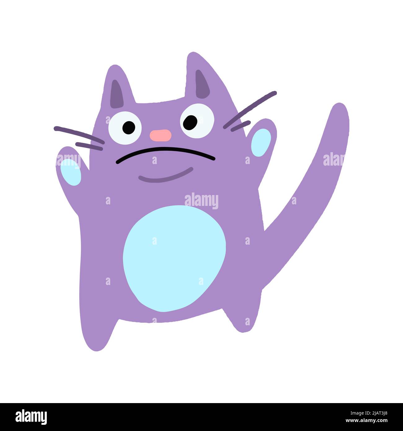 Vector Funny purple cat. Children's illustration in cartoon style Stock ...