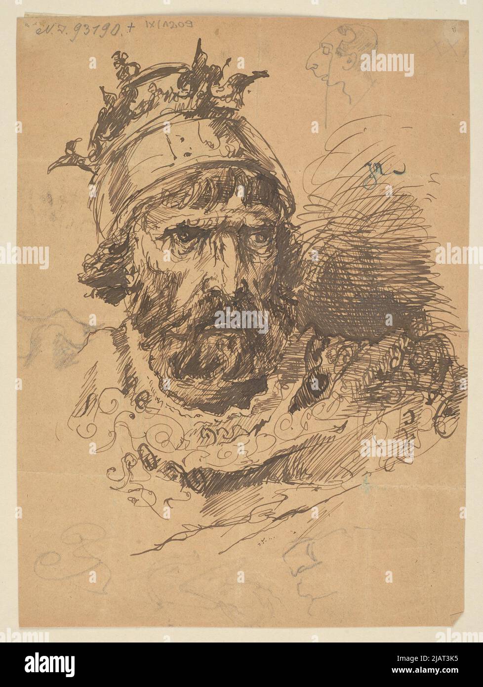 Male sketch male bust in the crown; Caricature of the male head. Window ...