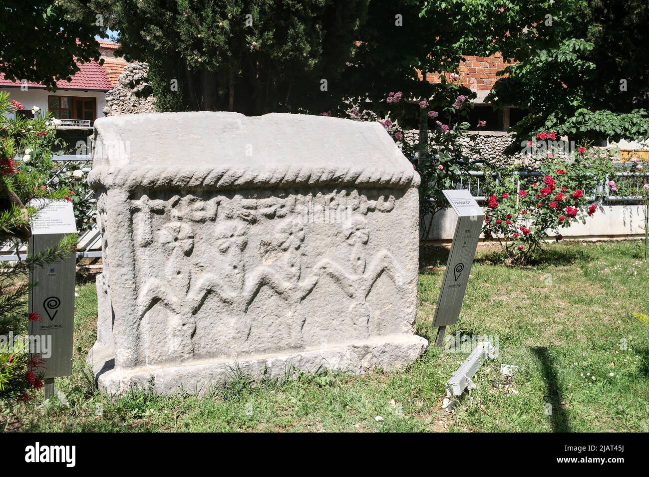 Mostar, Bosnia and Herzegovina – May 2022: medieval tombstones / Stećci ...