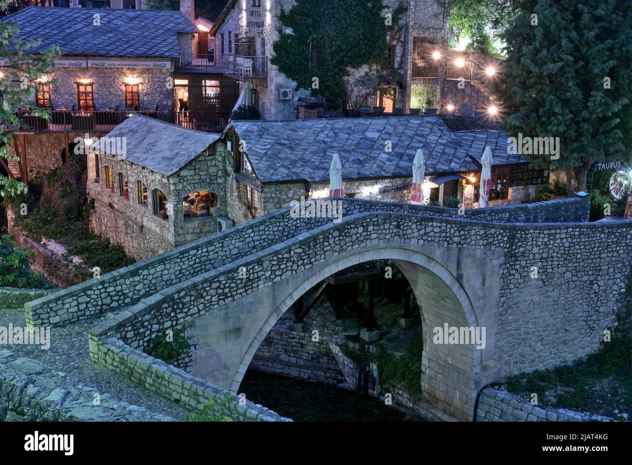 Mostar, Bosnia and Herzegovina – May 2022: The Kriva ćuprija („crooked ...