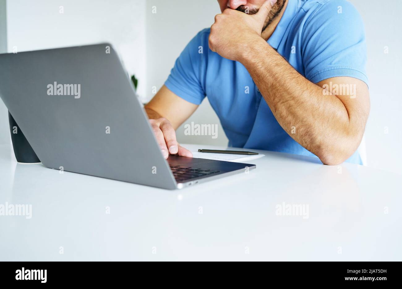 Businessman working calculator laptop computer hi-res stock photography ...