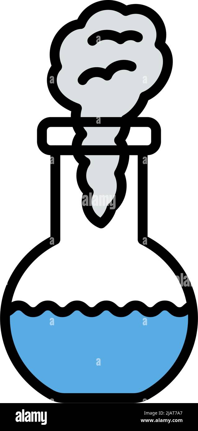 Icon Of Chemistry Bulb With Reaction Inside. Editable Bold Outline With ...