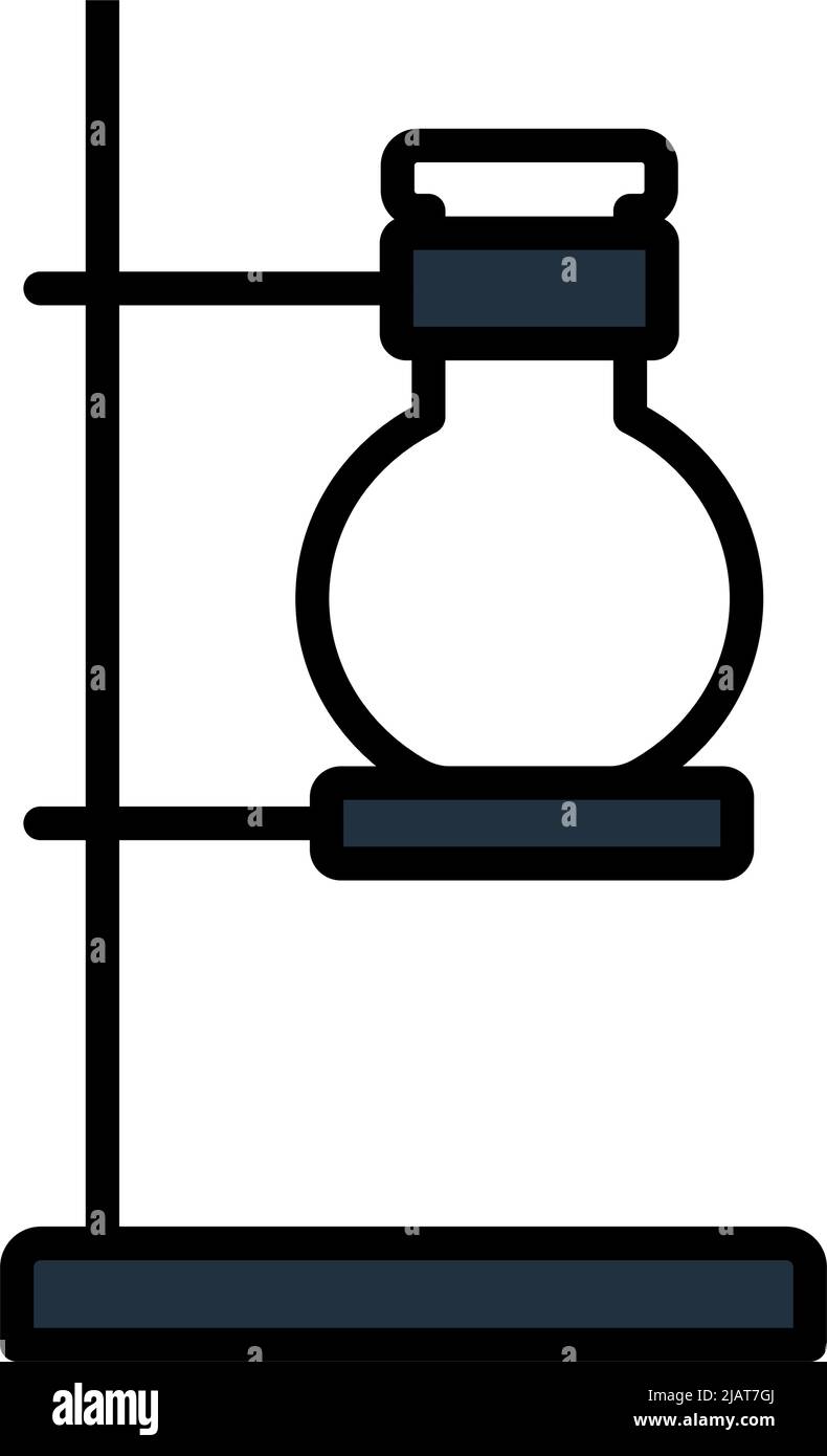 Icon Of Chemistry Flask Griped In Stand Editable Bold Outline With Color Fill Design Vector