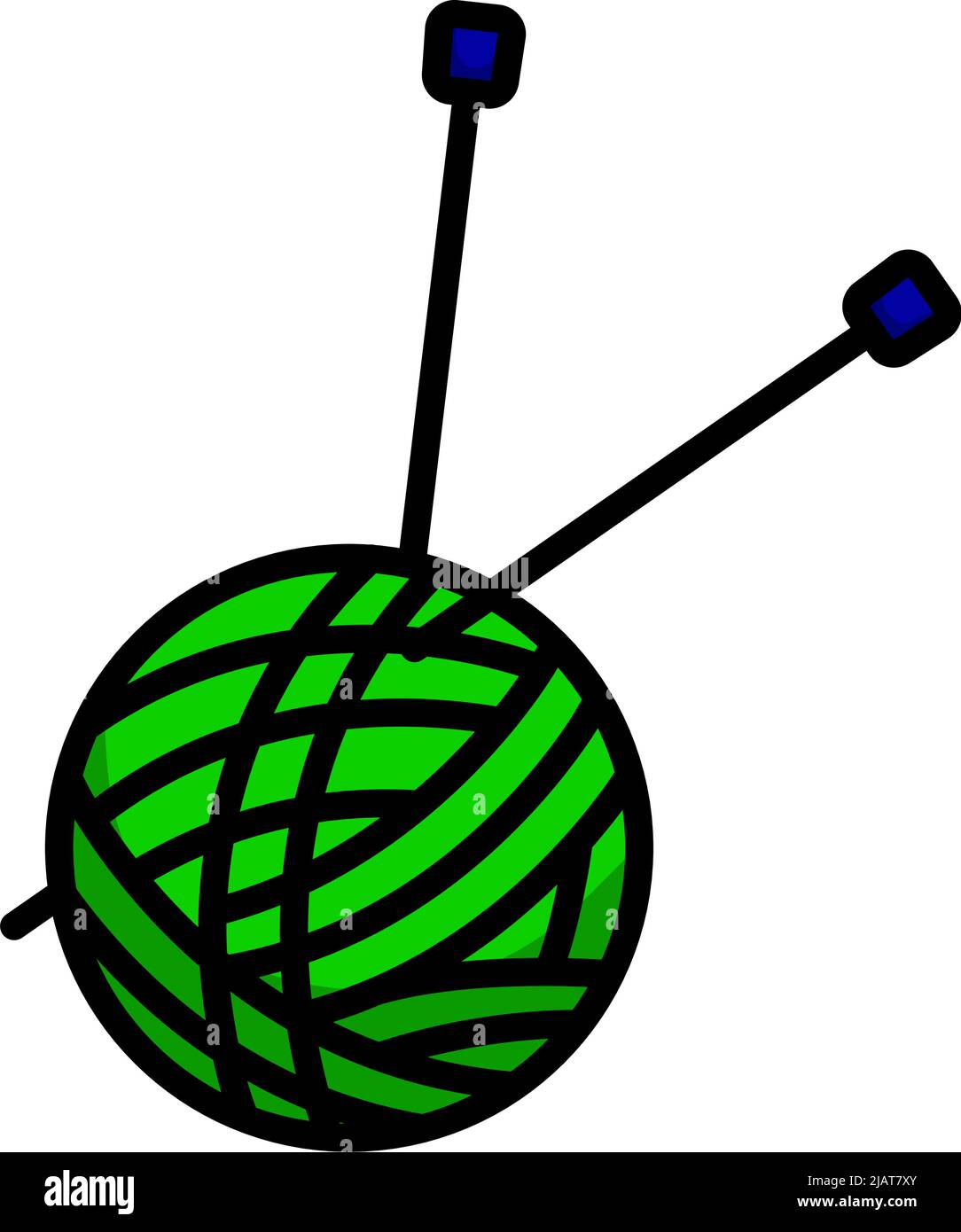 Yarn Ball With Knitting Needles Icon. Editable Bold Outline With Color ...