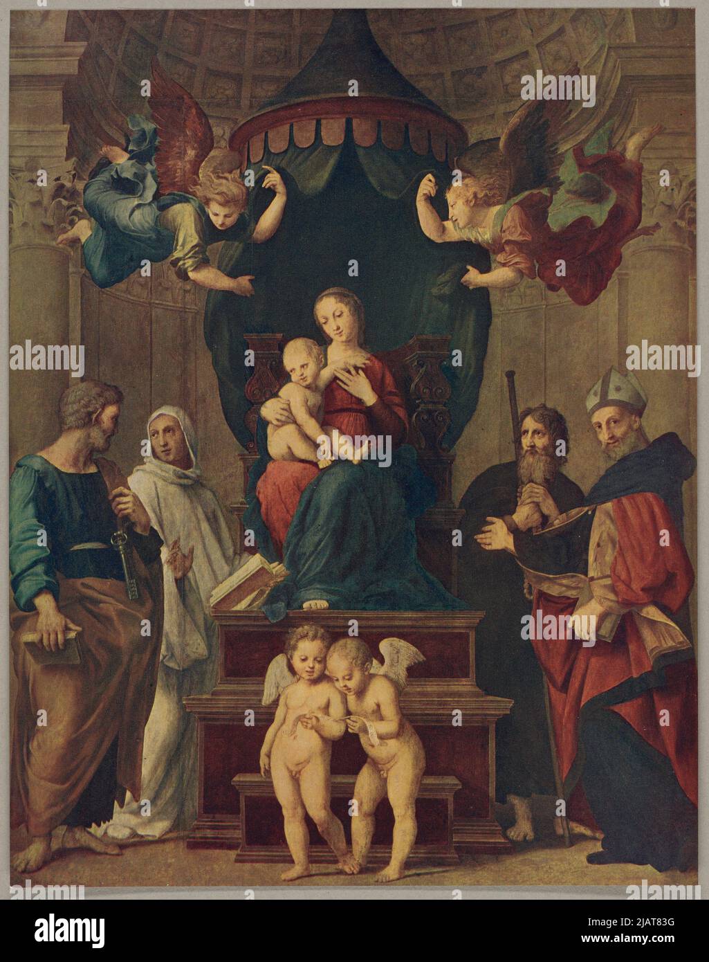 Rafael Santi Madonna Pod Baldachimem; Palazzo Pitti, Florencja. Karta ...