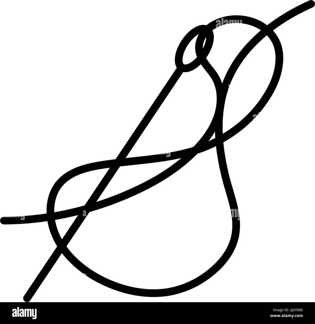 Sewing Needle With Thread Icon. Editable Bold Outline With Color Fill ...