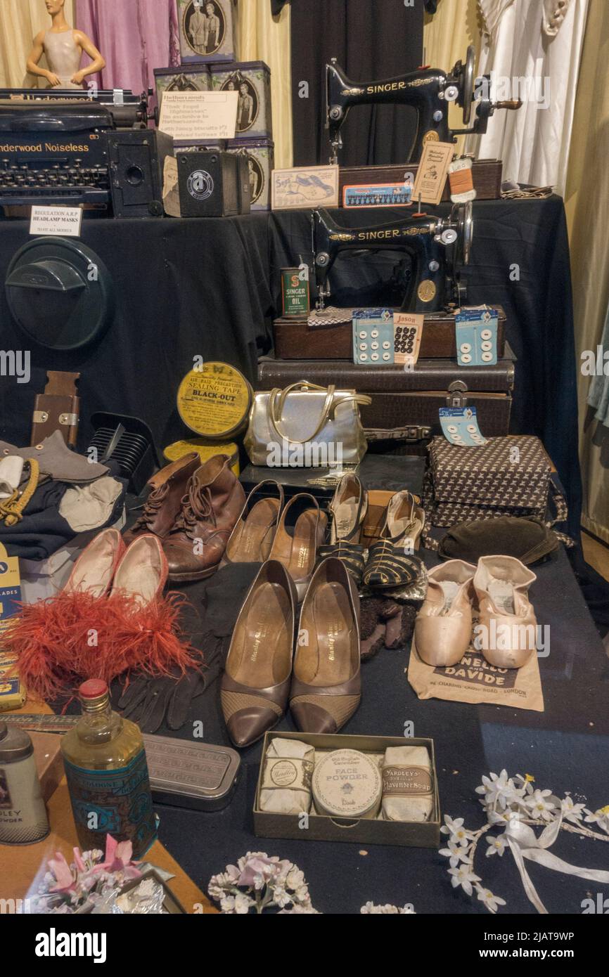 General display of clothing items from the 1940s in Eden Camp Modern ...