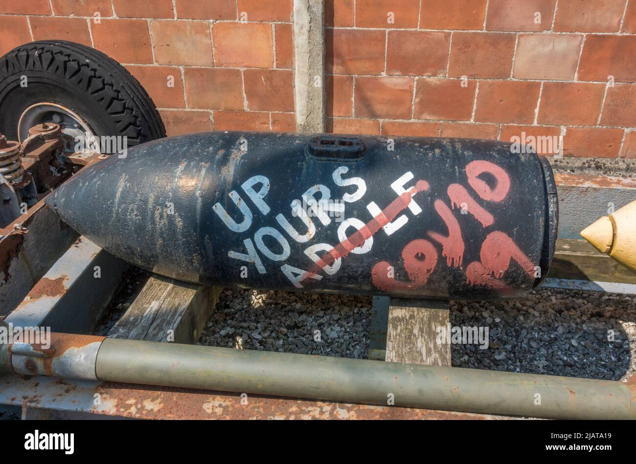 "Up Yours Adolf" message changed to "Up Yours Covid 19" on an artillery ...